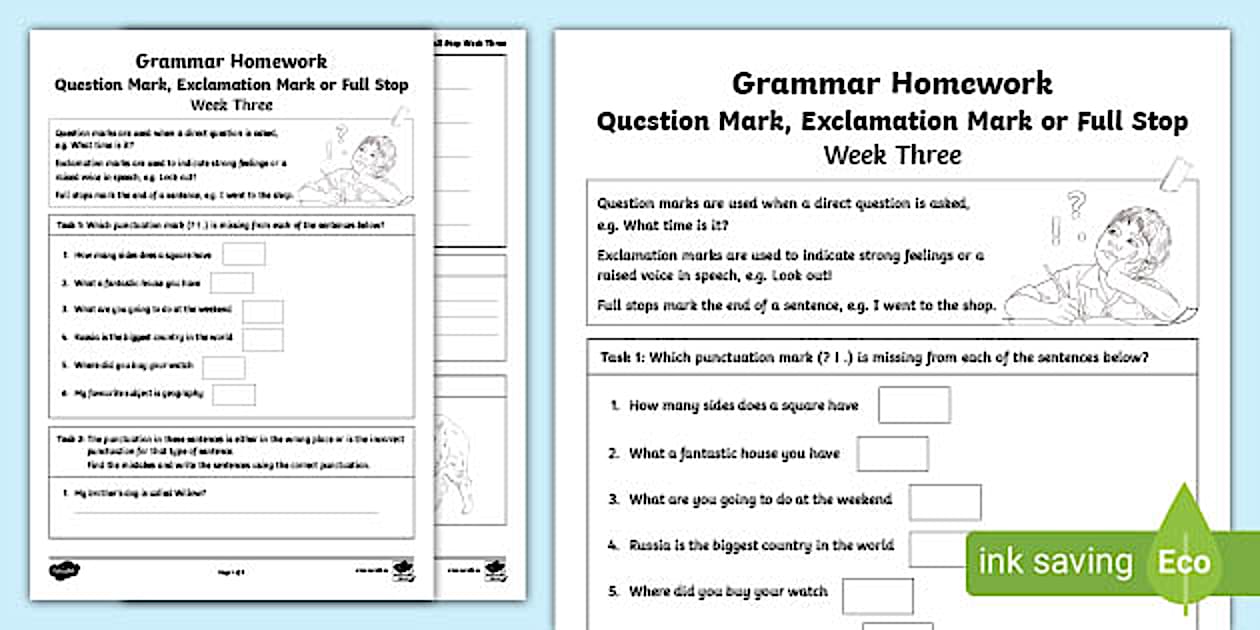 Grammar Homework Week Three (teacher made) - Twinkl