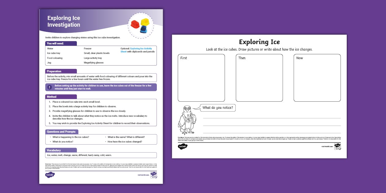 EYFS Exploring Ice Changing State Investigation | Twinkl