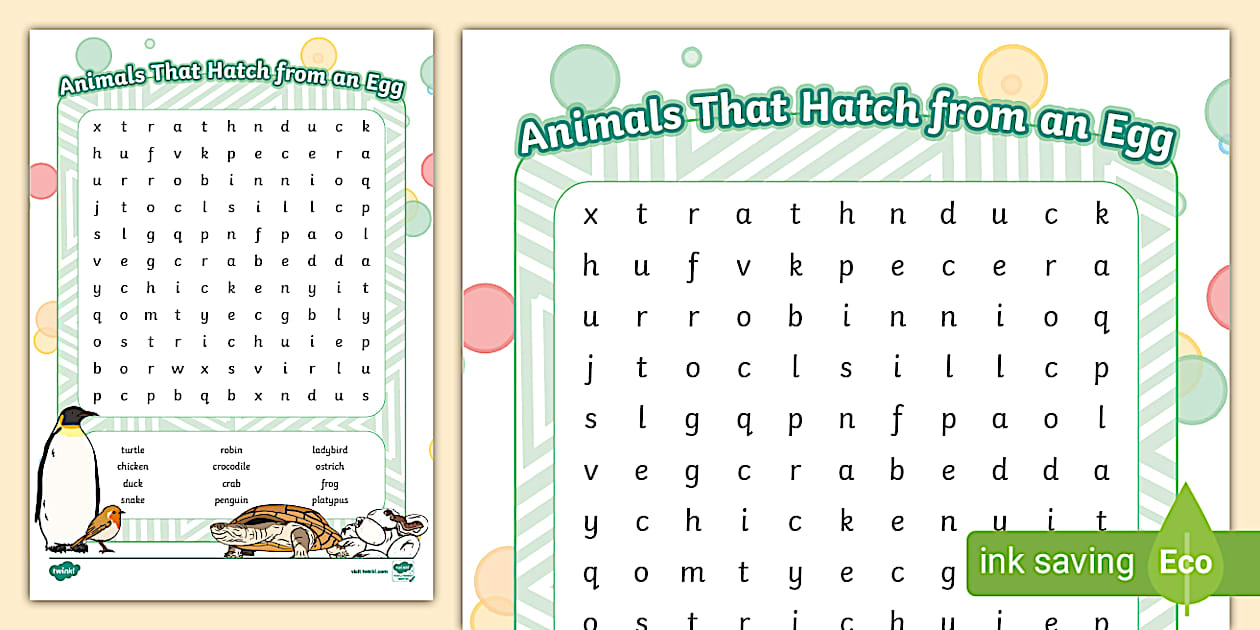 Animals That Hatch from an Egg Word Search - Twinkl