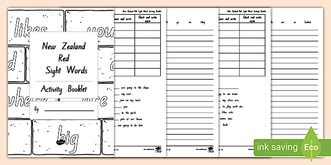 New Zealand Red Sight Word Activity Booklet