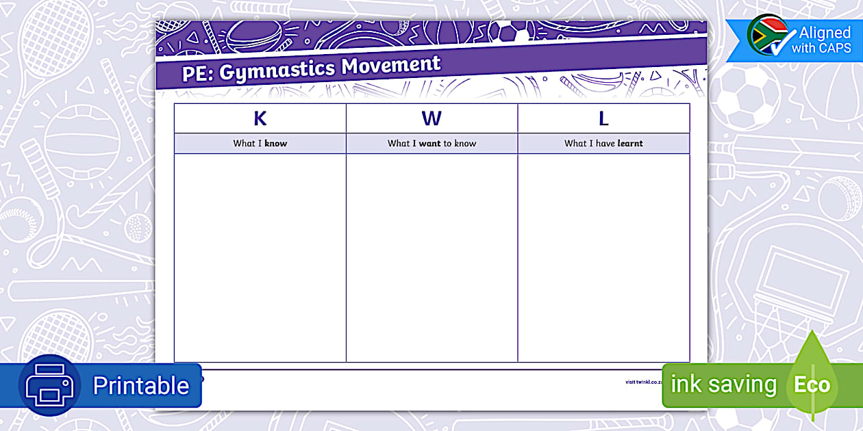 Grade 6 Physical Gymnastics Movement Assessment KWL Grid