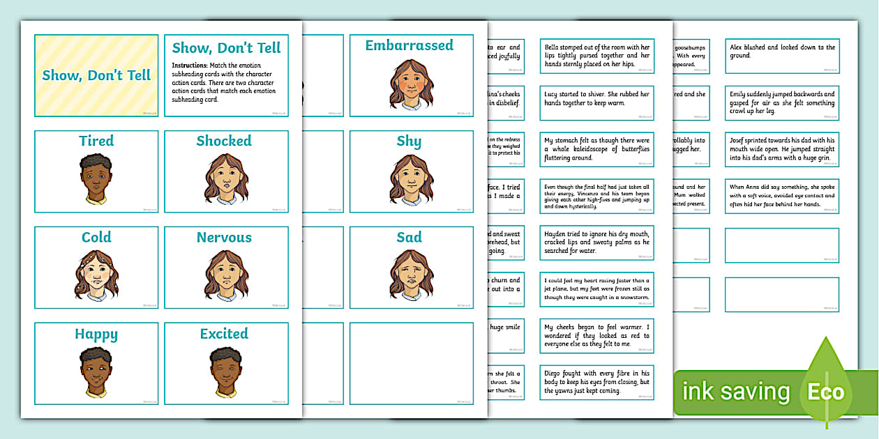 Editable Creative Writing: Show, Don’t Tell Sorting Cards Activity