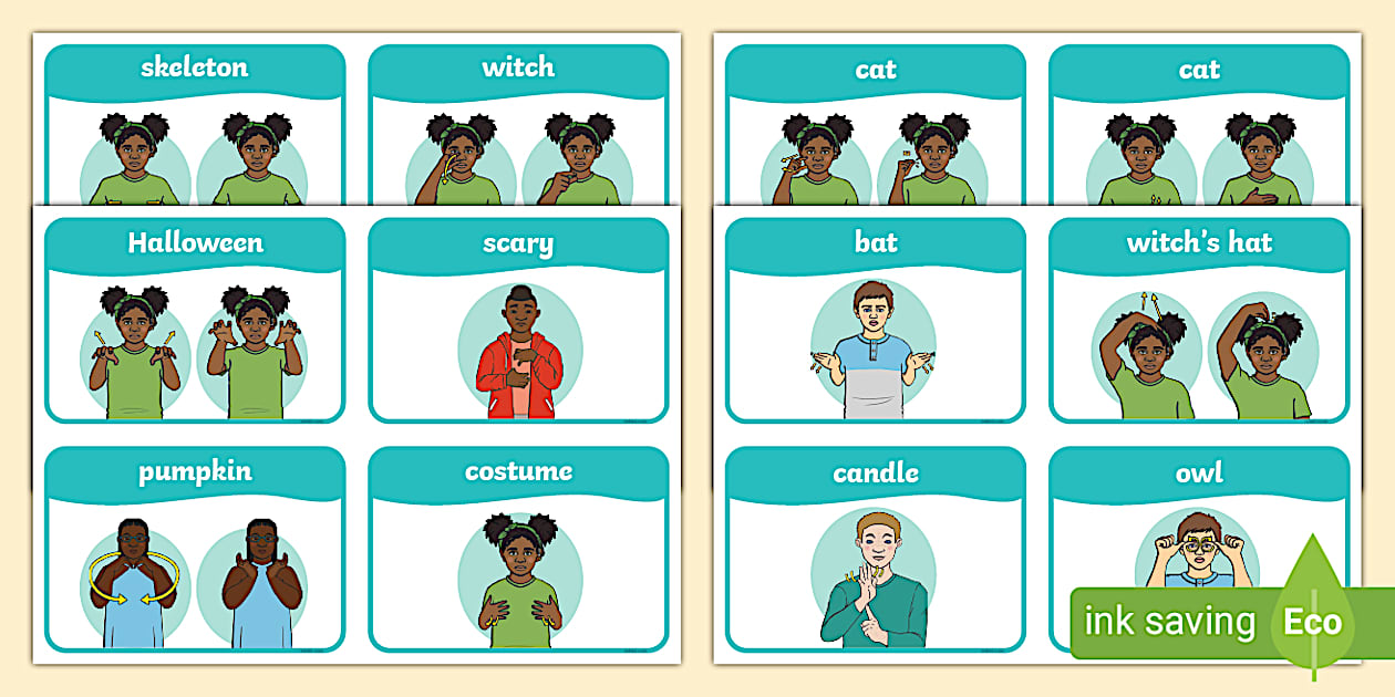 Auslan Halloween Word Cards (Teacher-Made) - Twinkl