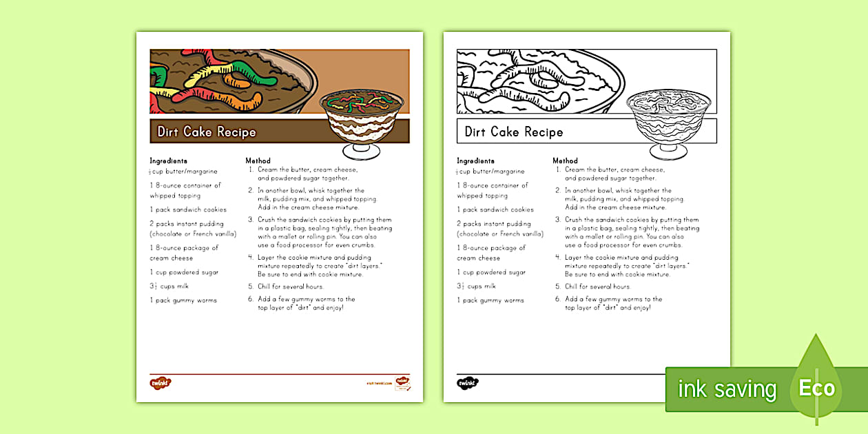 Printable Easy Dirt Cake Recipe for Earth Day | Twinkl USA