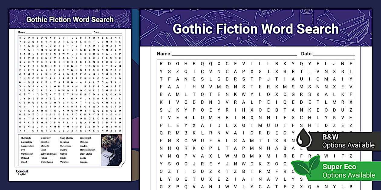 Gothic Fiction Word Search (teacher made) - Twinkl