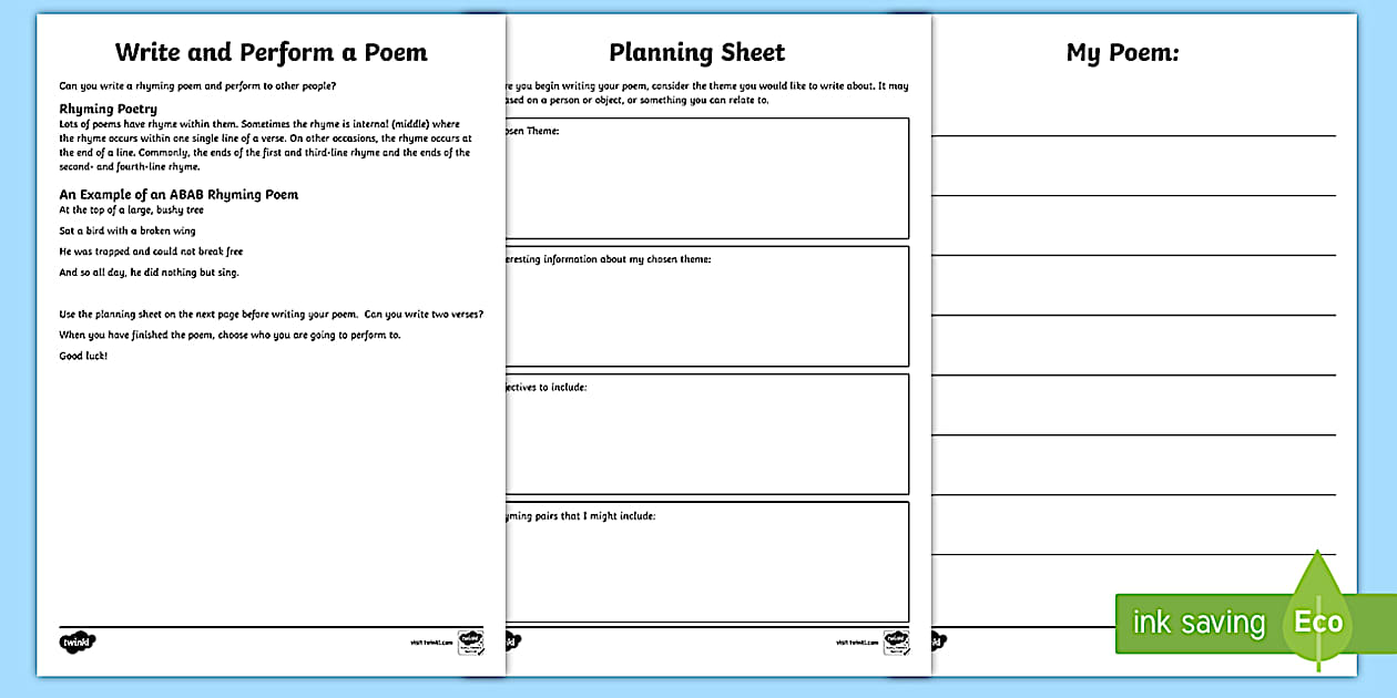 Write and Perform a Poem Activity - Primary Resources