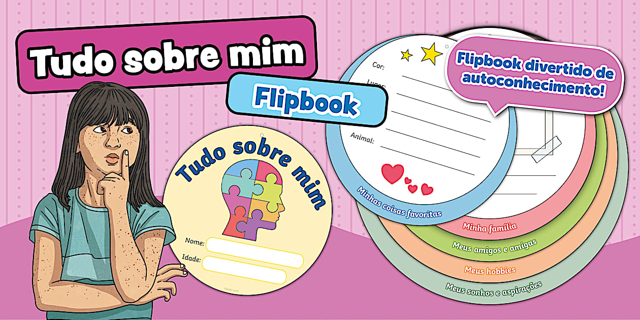 Flipbook tudo sobre mim para crianças