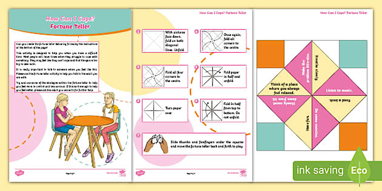 How Can I Cope? Fortune Teller Worksheet (teacher made)