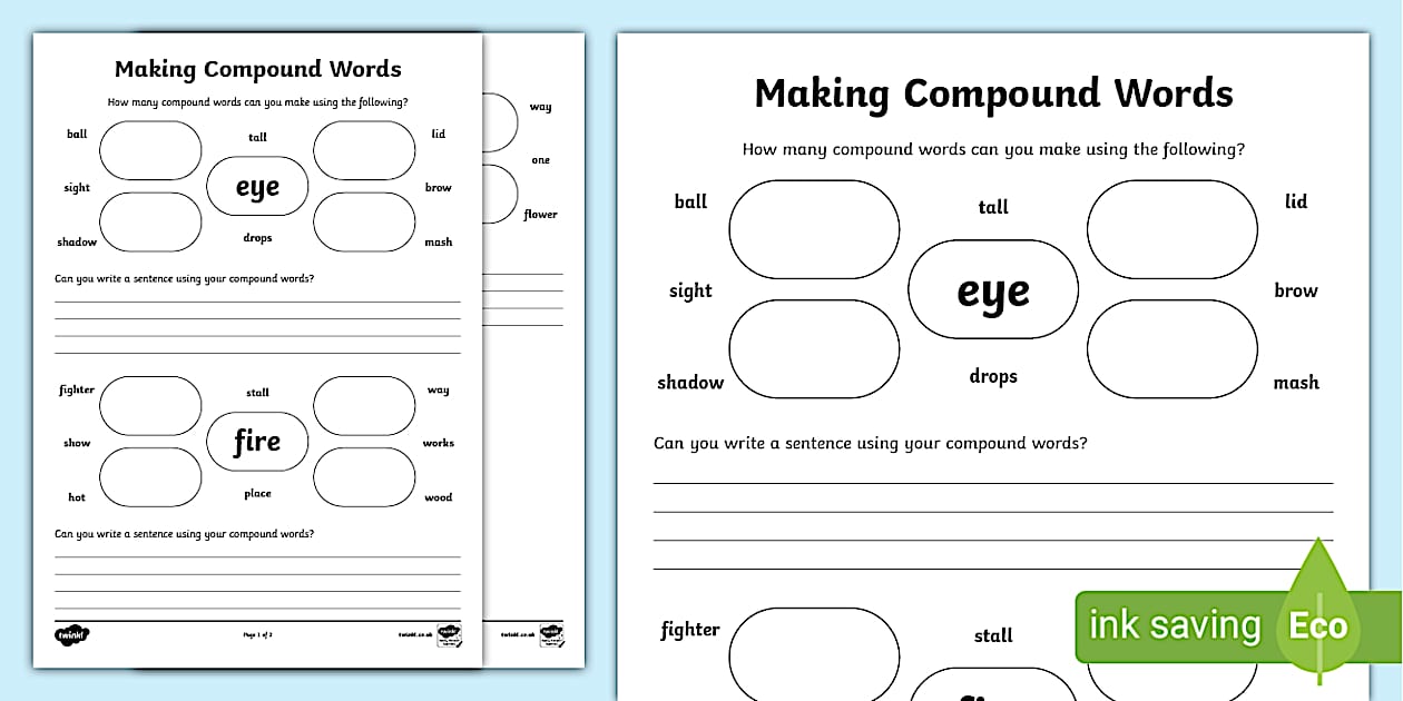 Making Compound Words Worksheet / Worksheet - Twinkl