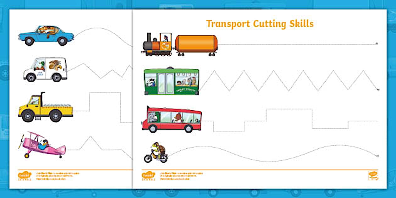 Transport Cutting Skills Worksheets - Twinkl