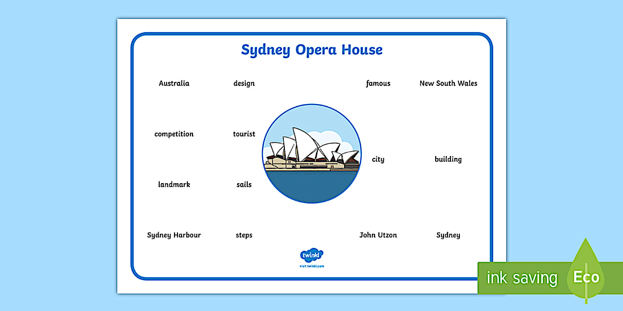 NSW Sydney Opera House Word Mat (teacher made) - Twinkl