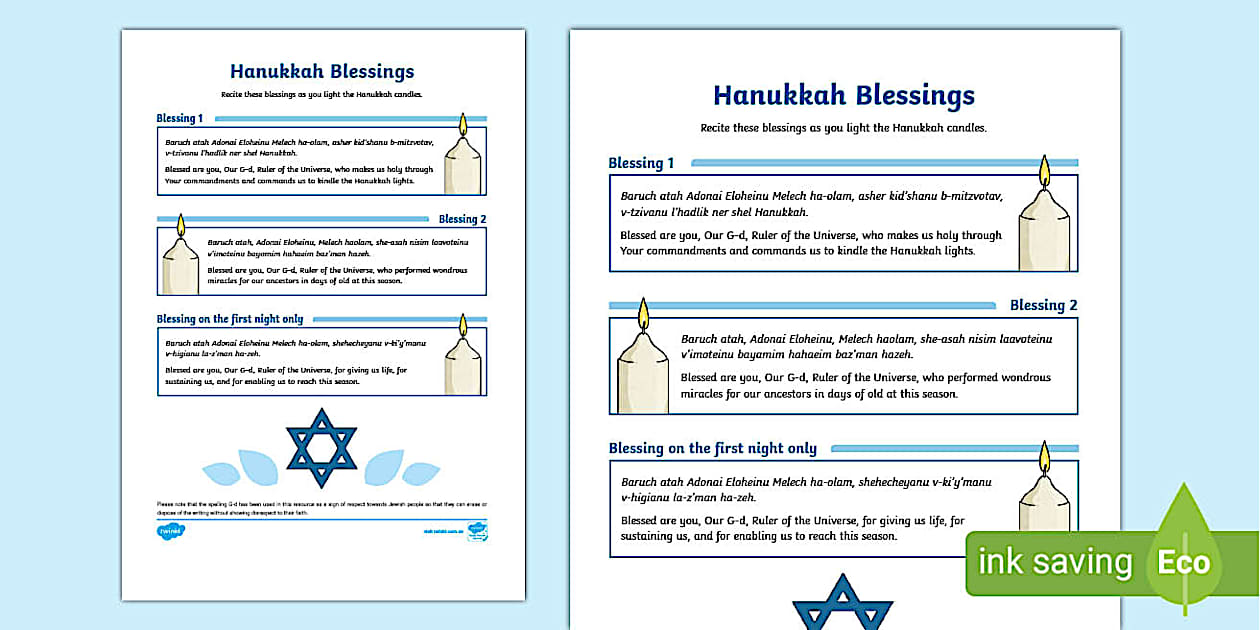 Hanukkah Blessings - Lighting the Candles (teacher made)