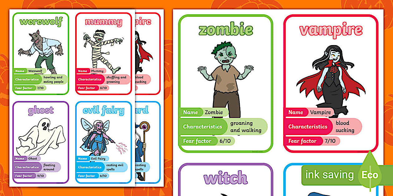 Halloween Monster Top Cards Game - Twinkl