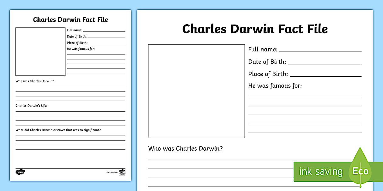 Charles Darwin Significant Individual Fact Sheet Writing Frame