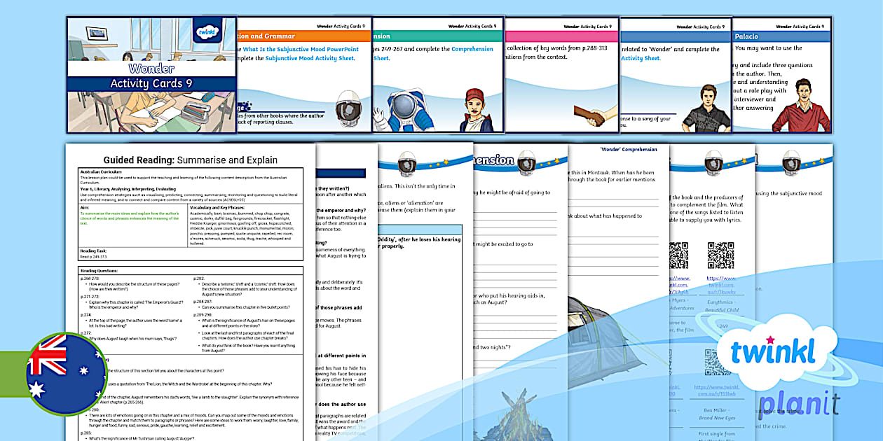 Year 6 Guided Reading 9 to Support Teaching on Wonder