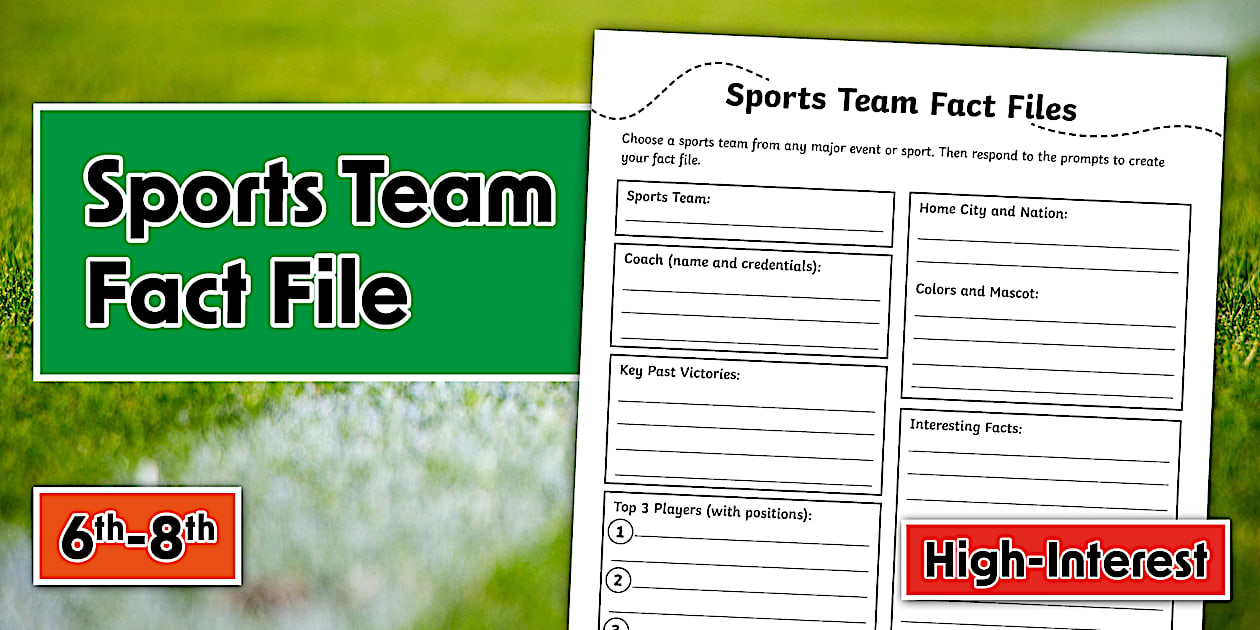 Sports Team Fact File Writing Template - Twinkl