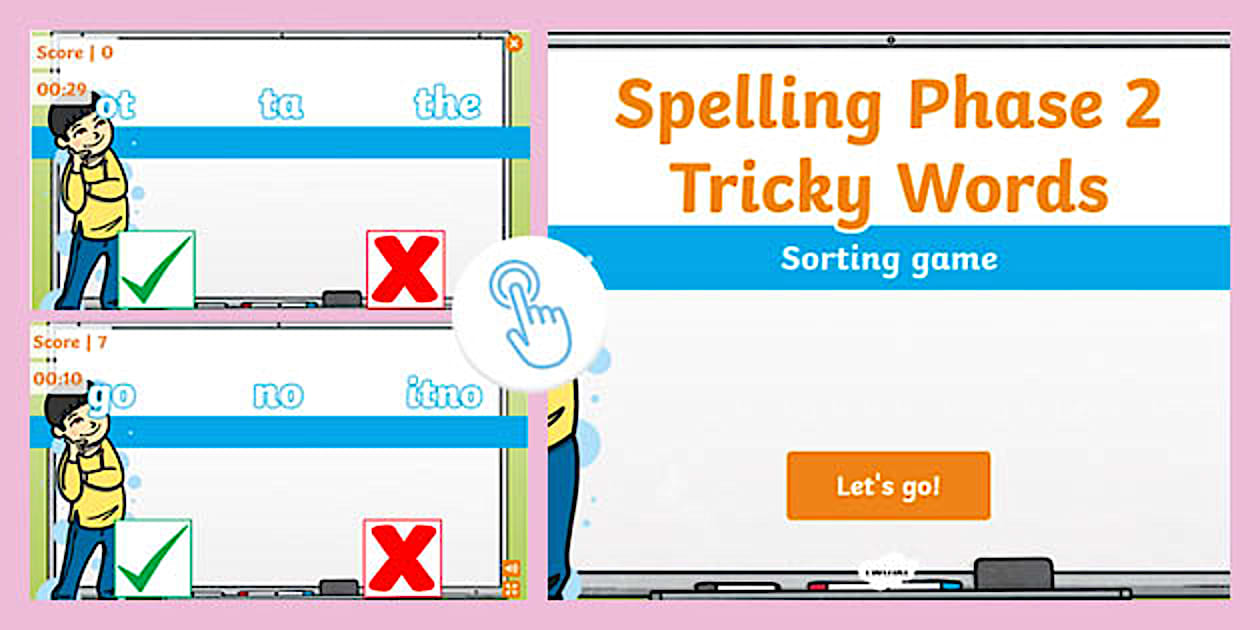 Phase 2 Tricky Words Spelling Sorting Game - Interactive