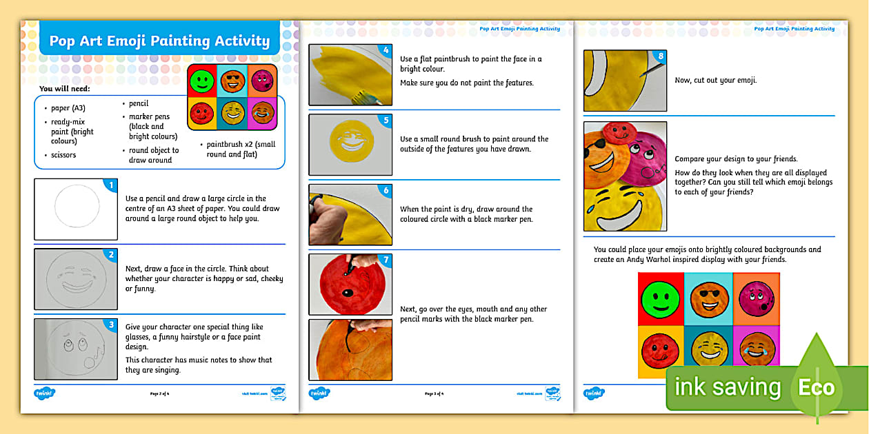 😊 KS1 Pop Art Emoji Painting Art Activity