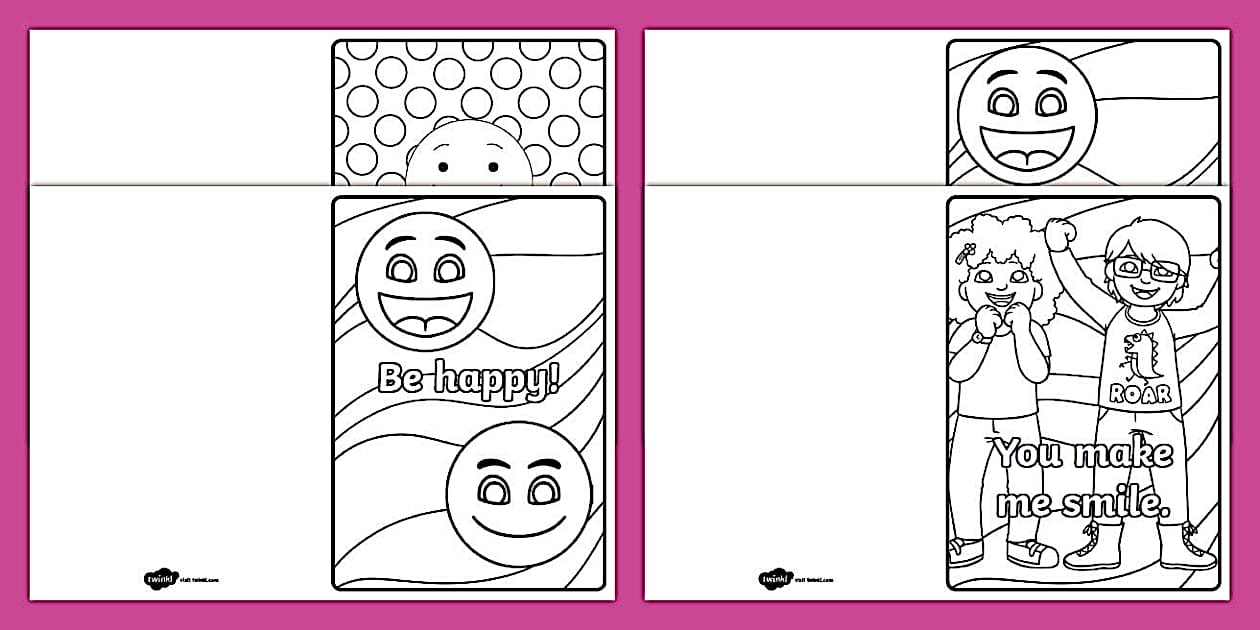 Happy Colouring Cards (Teacher-Made) - Twinkl