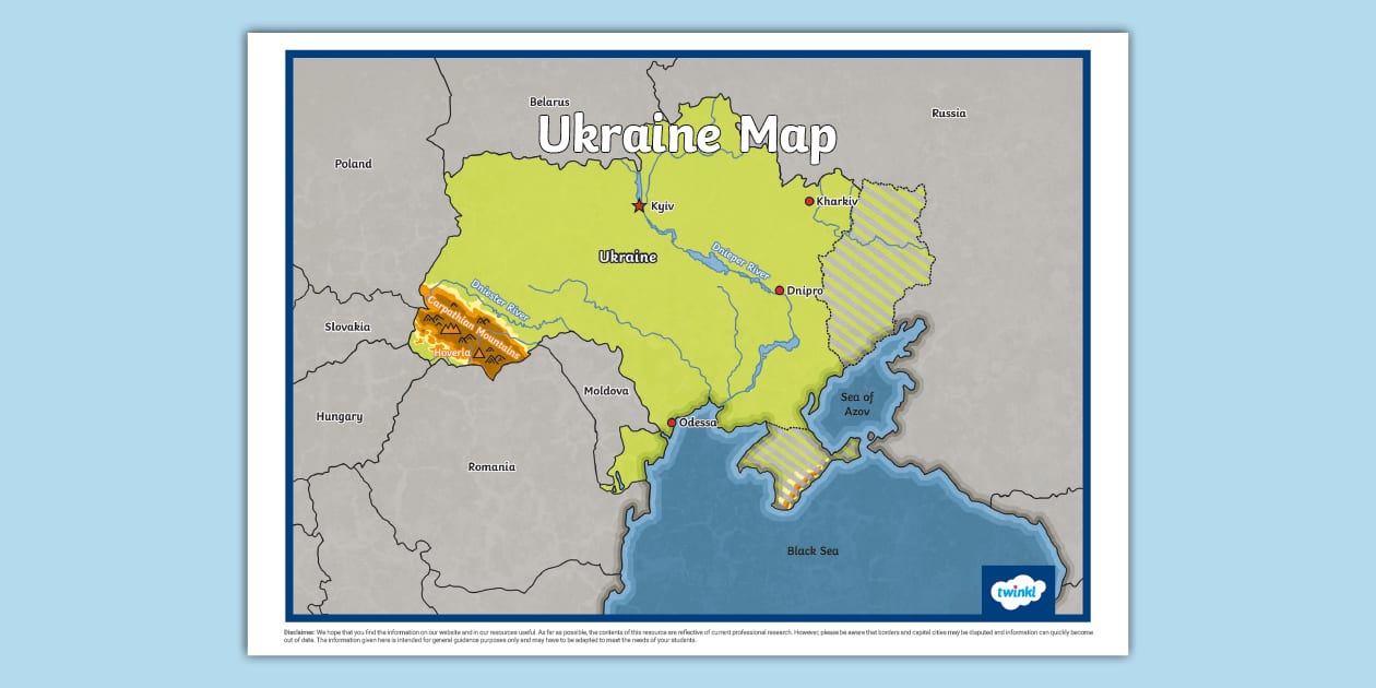 KS2 Ukraine Display Map - Geography - Countries - Twinkl