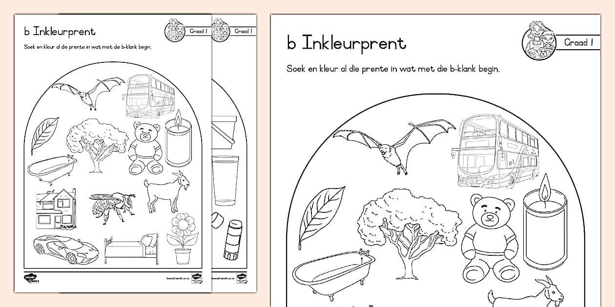 Graad 1 Klanke Inkleurprent b, g (teacher made) - Twinkl