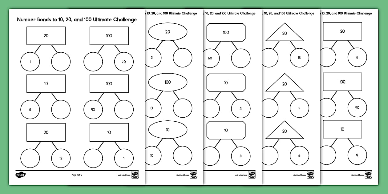 Number Bonds Worksheets - Twinkl