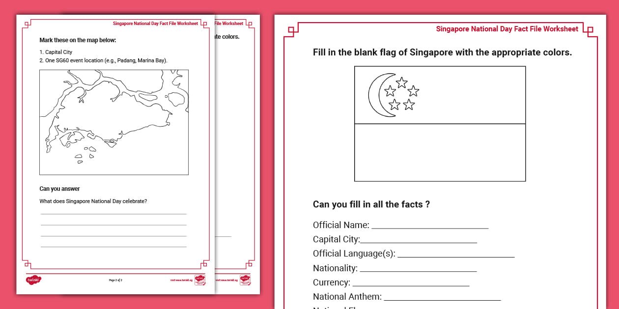 Singapore National Day Activity Sheet