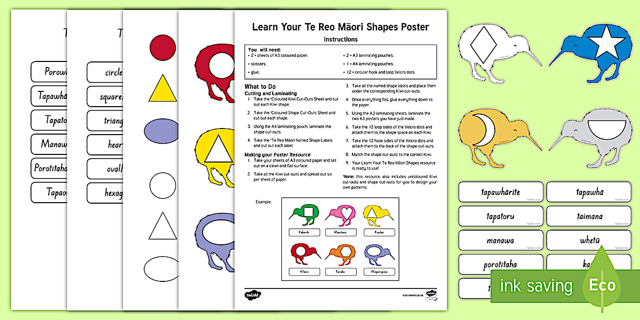 Learn Your Te Reo Māori Shapes Interactive Poster and Resource Pack