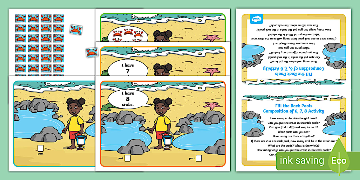 👉 Fill the Rock Pools Composition of 6, 7, 8 Activity - Twinkl