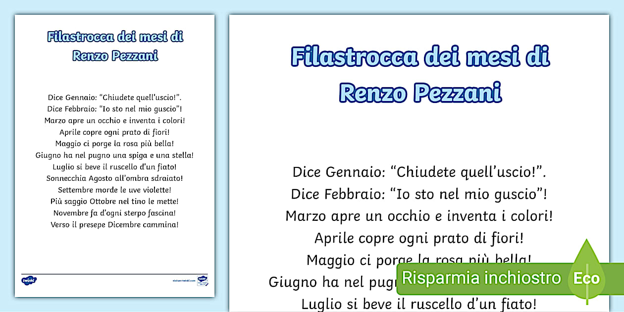 Filastrocca dei mesi dell'anno (teacher made) - Twinkl