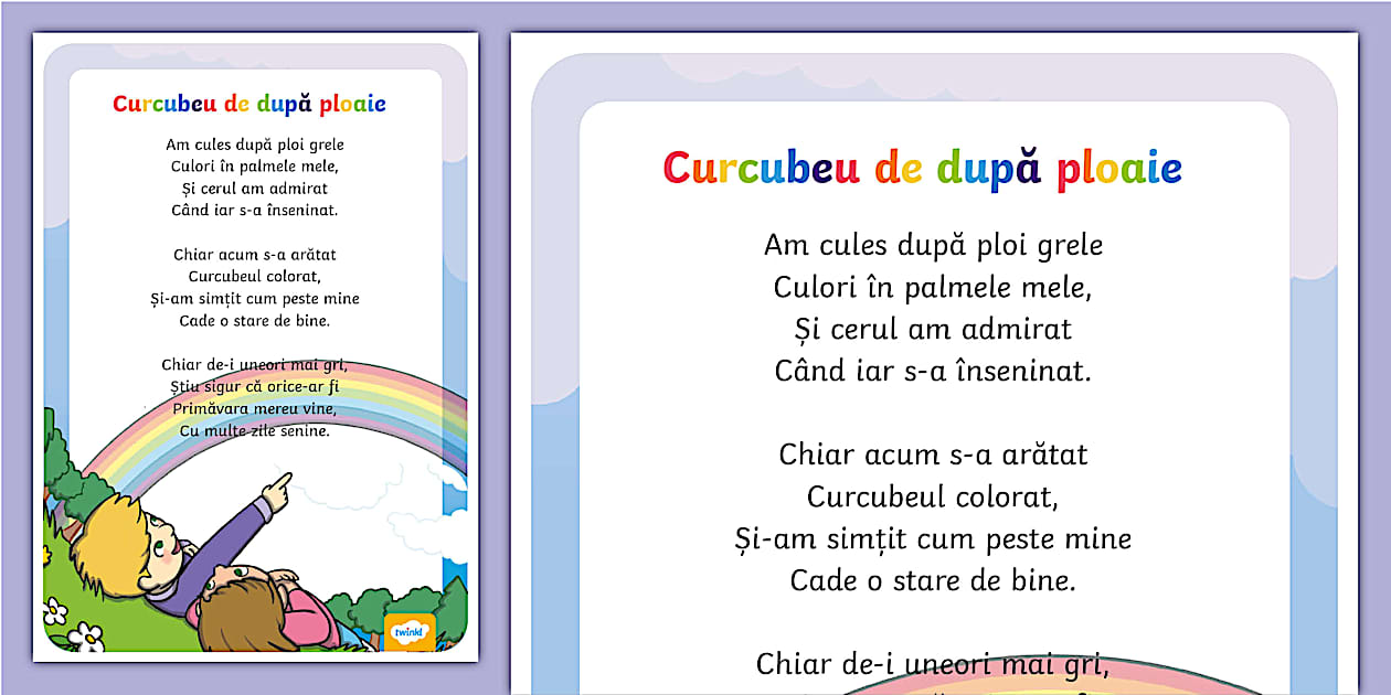 Curcubeu de după ploaie – Poezie (teacher made) - Twinkl