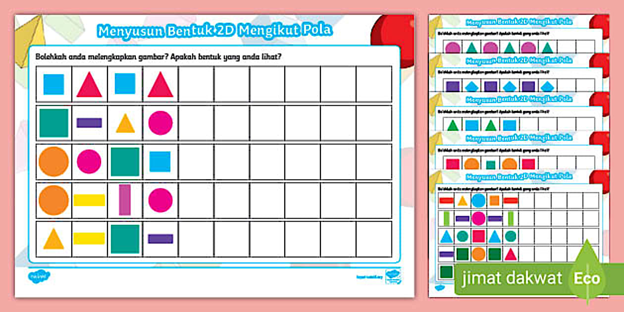 Menyusun Bentuk 2D Mengikut Pola Matematik Tahun 1 - Twinkl