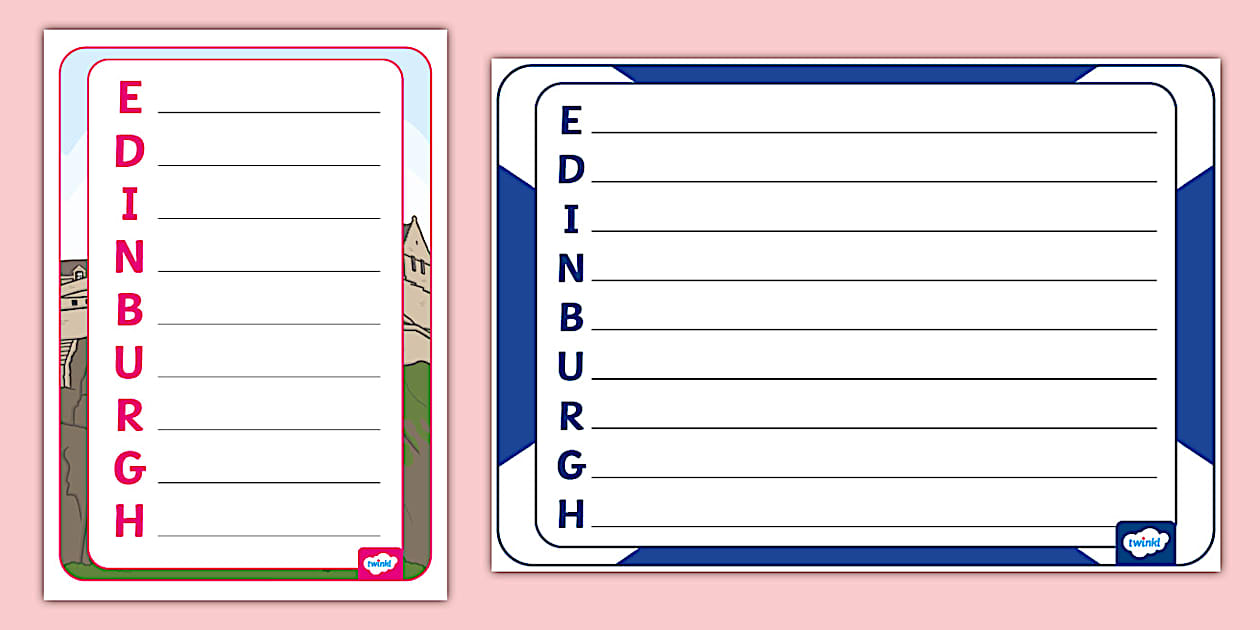 Edinburgh Acrostic Poem Activity Sheet (teacher made)