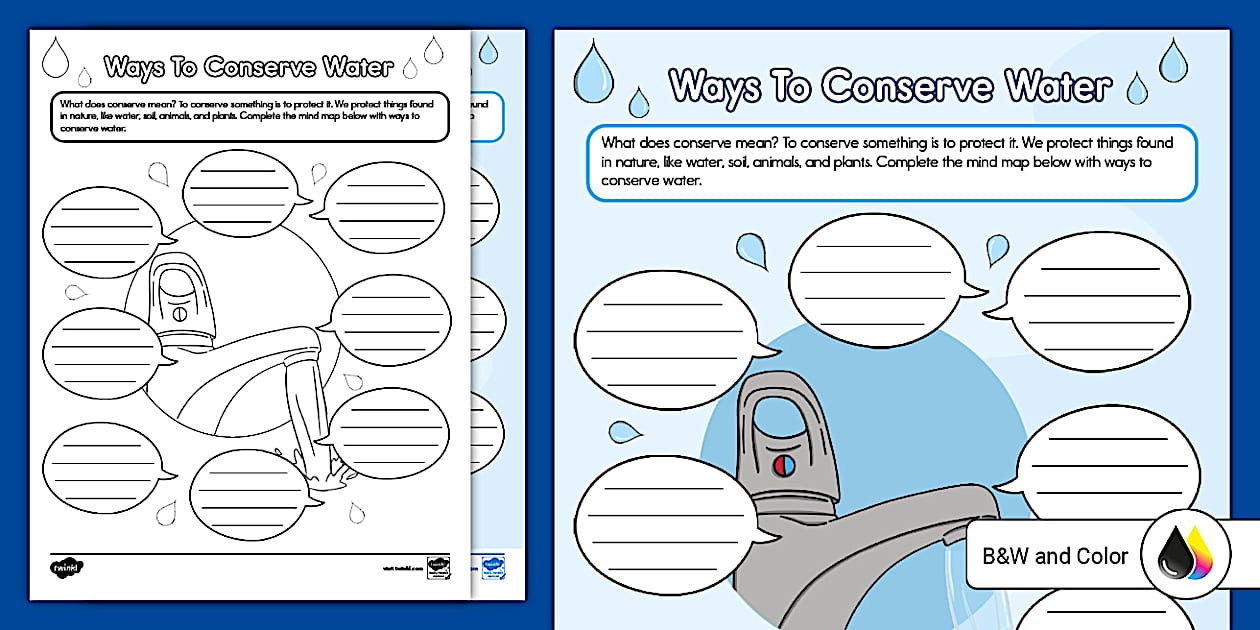 Water Conservation Worksheet for Kids | Twinkl USA - Twinkl