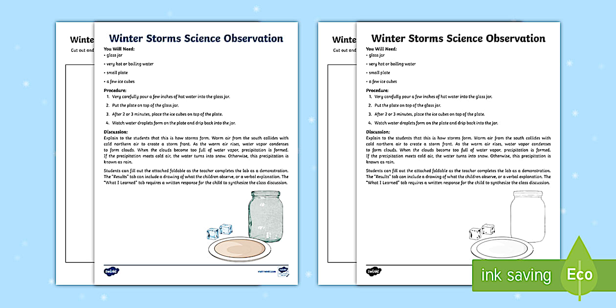 Winter Storms Science Observation Activity Worksheet - Twinkl
