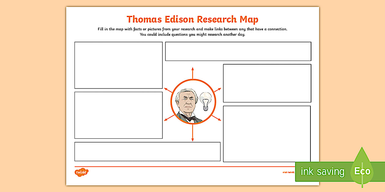 Editable Thomas Edison Research Map (teacher made) - Twinkl