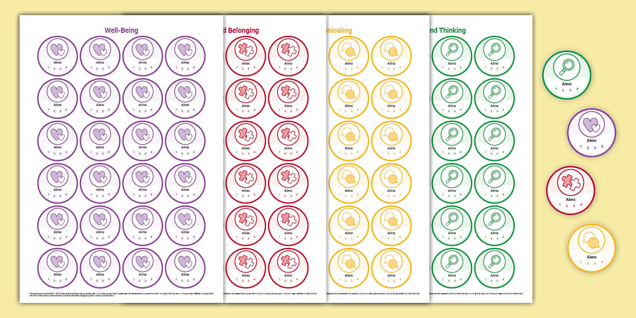 Aistear Aims and Learning Goals Stickers