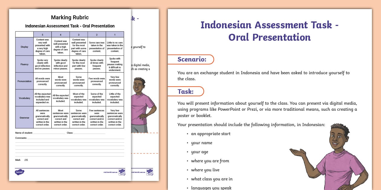Indonesian Assessment Task Marking Rubric Oral Presentation