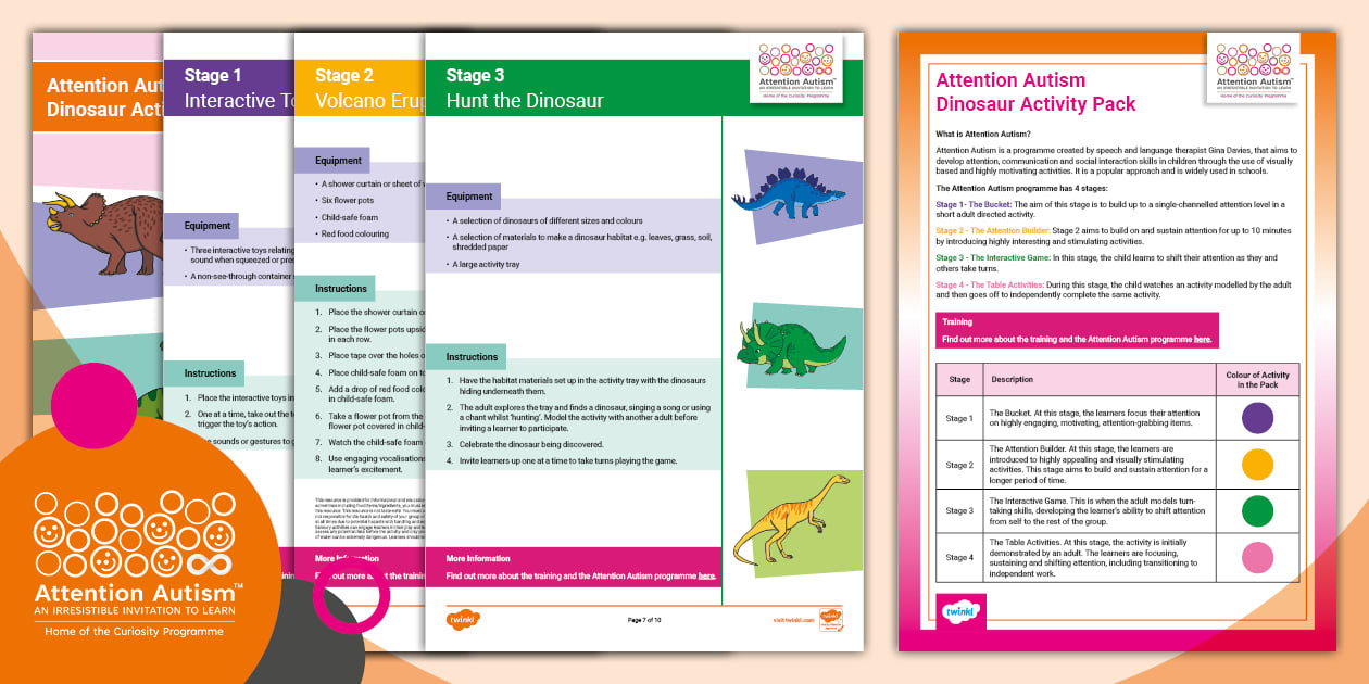 Attention Autism Dinosaur Activity Pack (teacher made)
