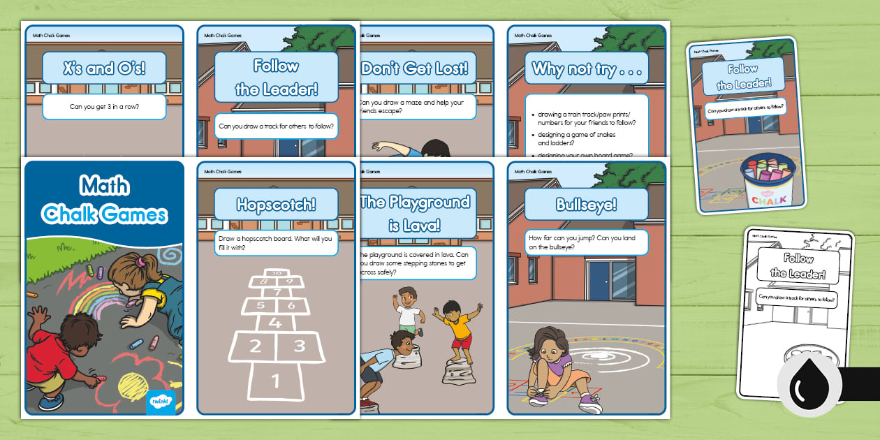Outdoor Math Chalk Game Cards (teacher made) - Twinkl