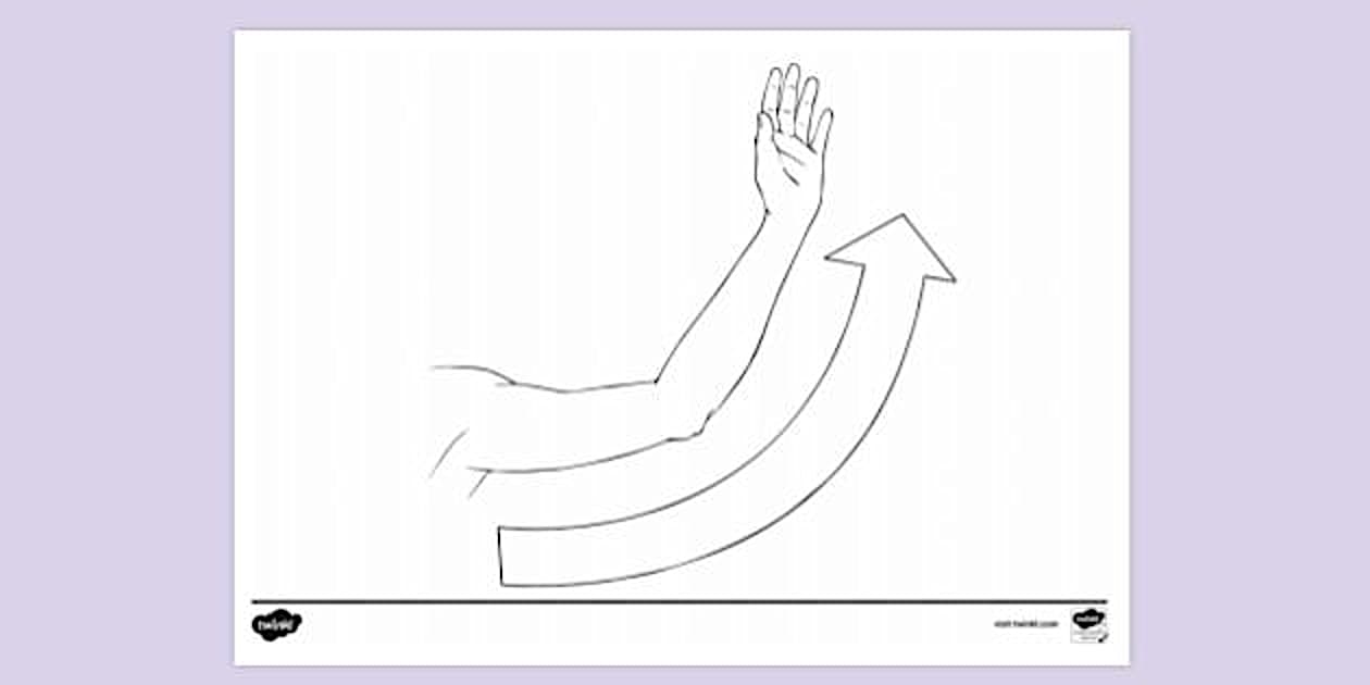 Bent Waving Arm with Arrow Colouring Sheet (teacher made)