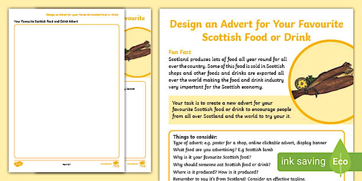Editable Create an Advert for Your Favourite Scottish Food or Drink ...
