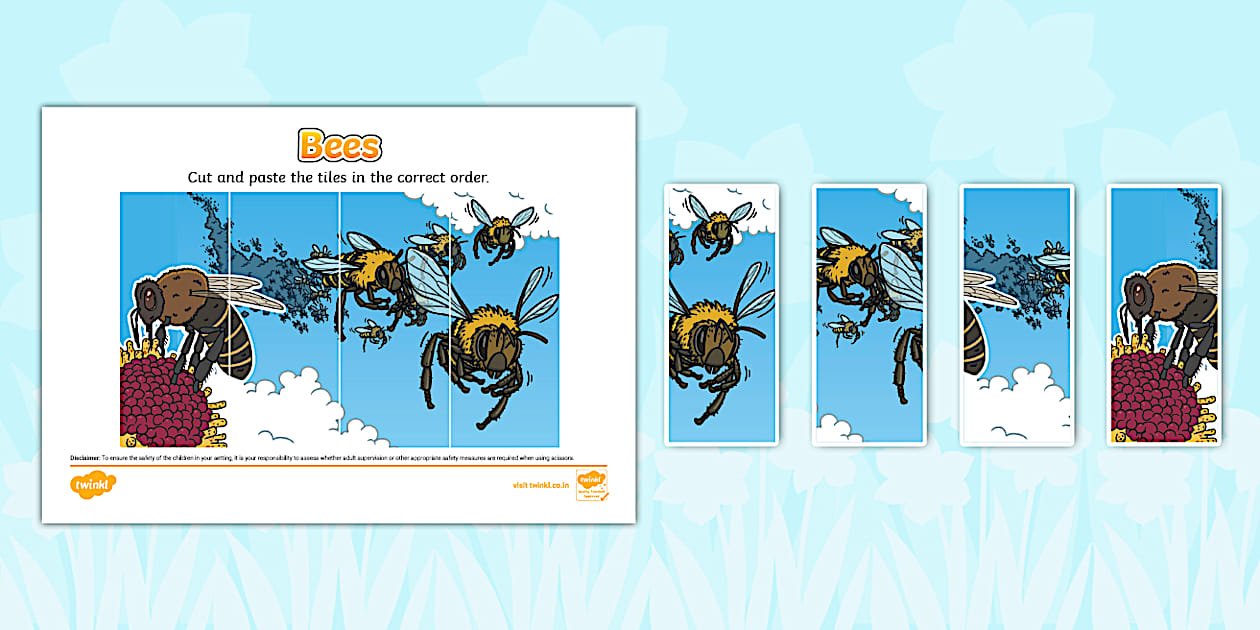 Bee Puzzle Strips (Teacher-Made) - Twinkl