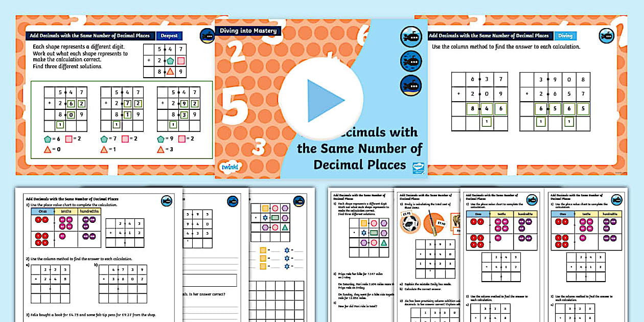 👉 Y5 DiM: Step 4 Add Decimals with the Same Number of d.p.
