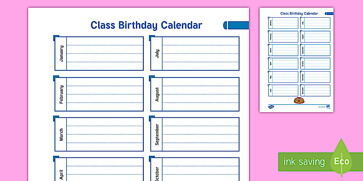 Teacher Planner Our Class Birthday Overview (teacher made)