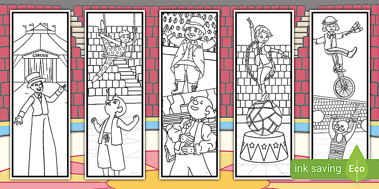 Circus Colouring Bookmarks (Hecho por educadores) - Twinkl