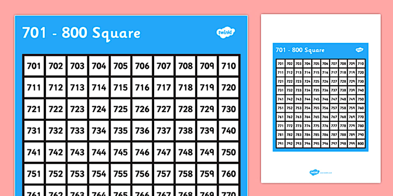 Black and White 701-800 Square (teacher made) - Twinkl