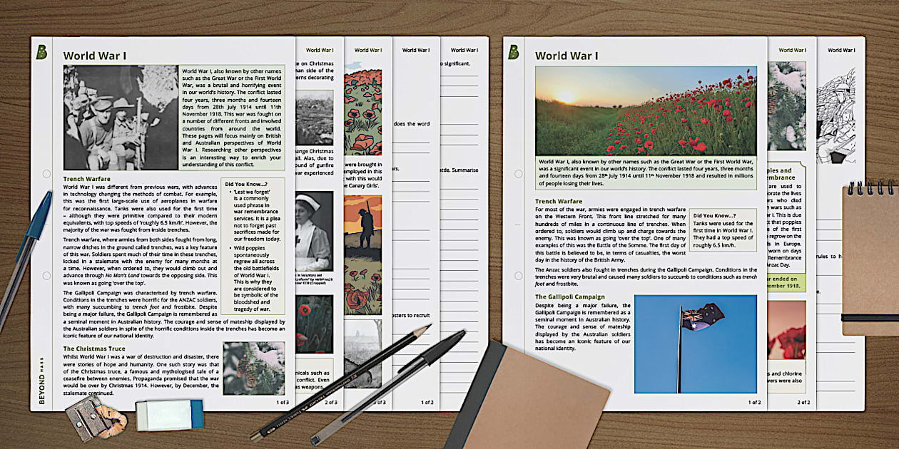 World War I: Reading Comprehension Activity - Twinkl