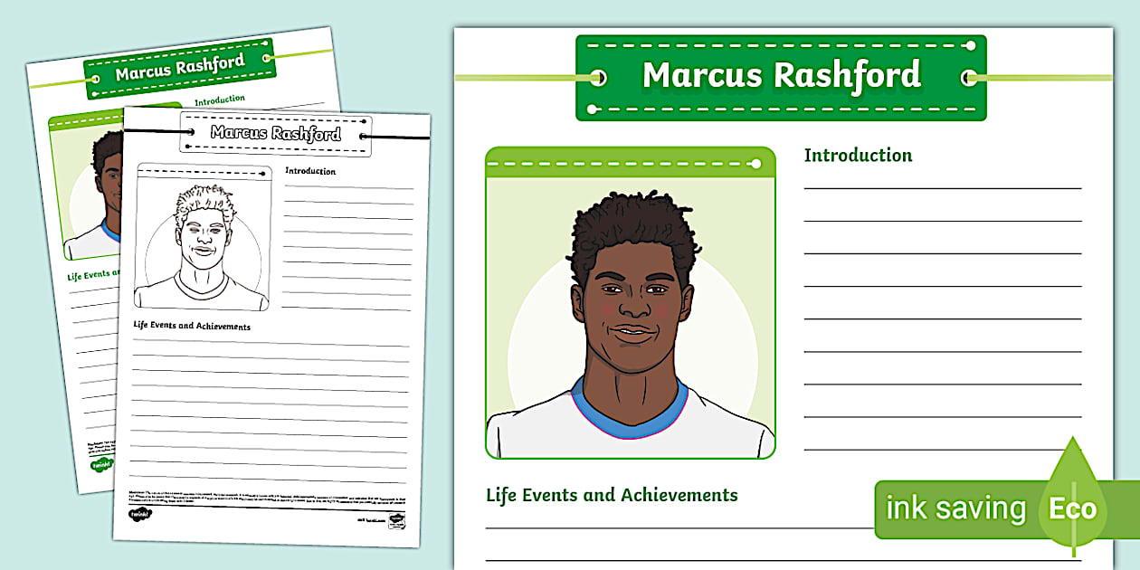 Marcus Rashford Biography Template (teacher made) - Twinkl