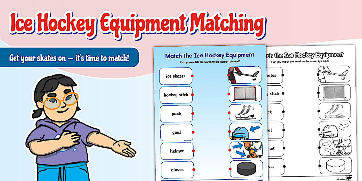 Ice Hockey Equipment Matching Worksheet